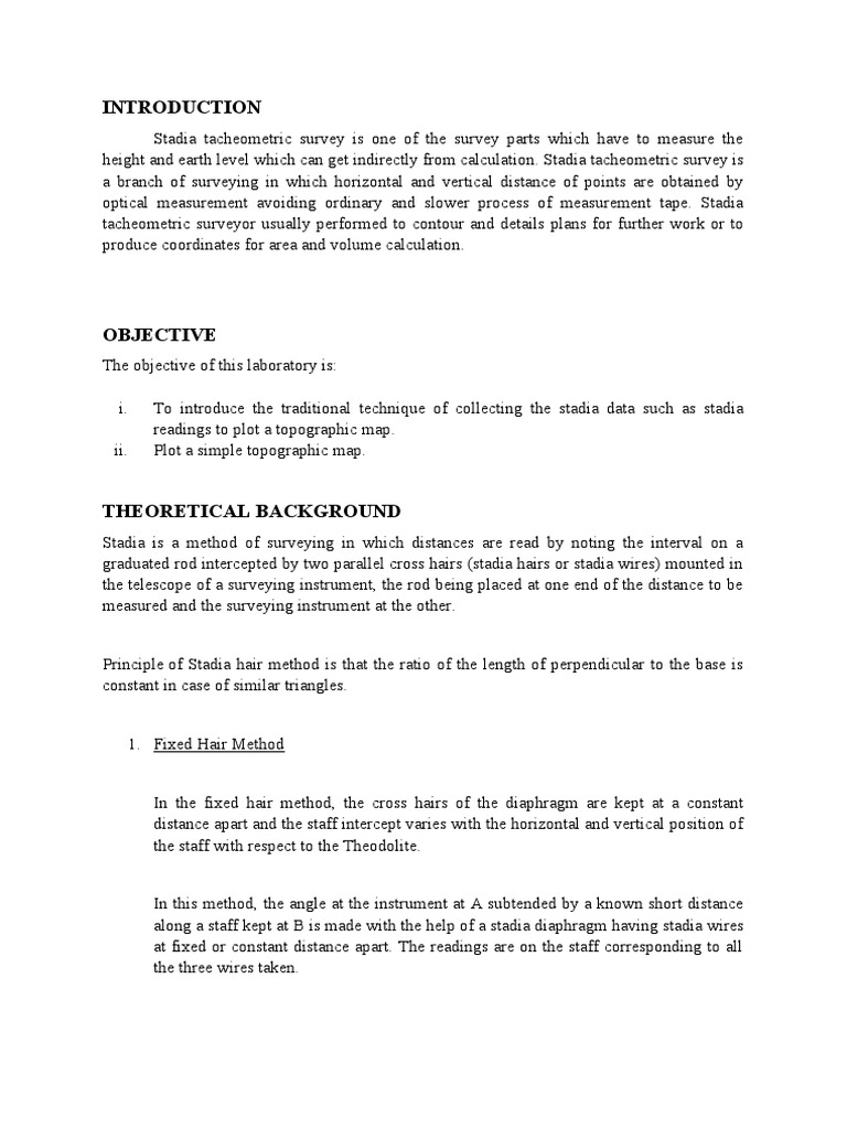 Stadia Tacheometry for Topographic Mapping | PDF | Surveying ...