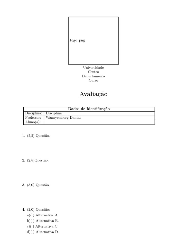 Modelo Prova Latex PDF | PDF