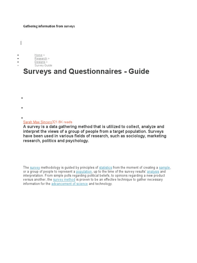 Gathering Information From Surveys | PDF | Survey Methodology ...