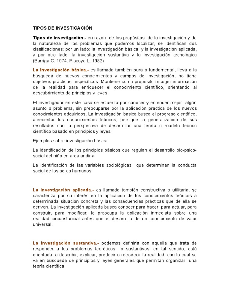 Tipos de Investigación y Ejemplos | PDF | Teoría | Hipótesis