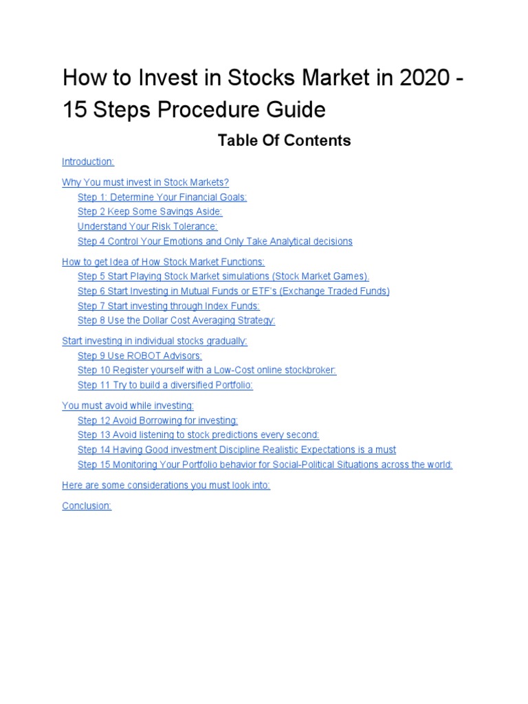 How To Invest in Stocks Market in 2020 - 15 Steps Procedure Guide With ...