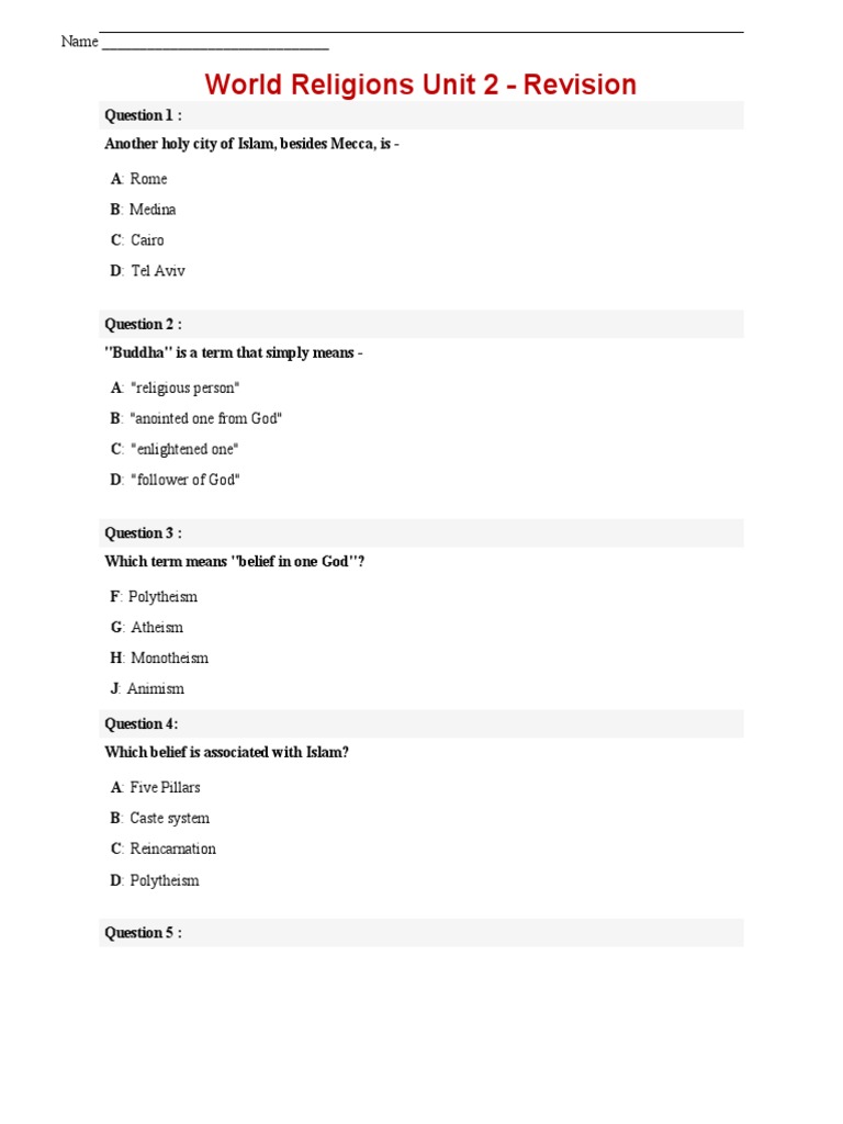 04 - World Religions Unit Revision Unit 2 Draft | PDF | Nirvana ...