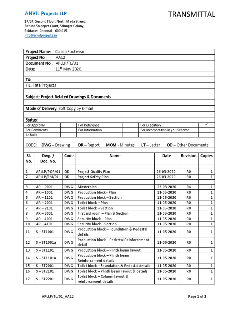 Transmittal: PP Projects LLP | PDF | Civil Engineering | Buildings And ...