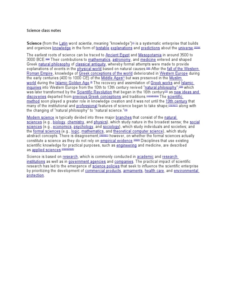 Science Class Notes | PDF | Science | Inquiry
