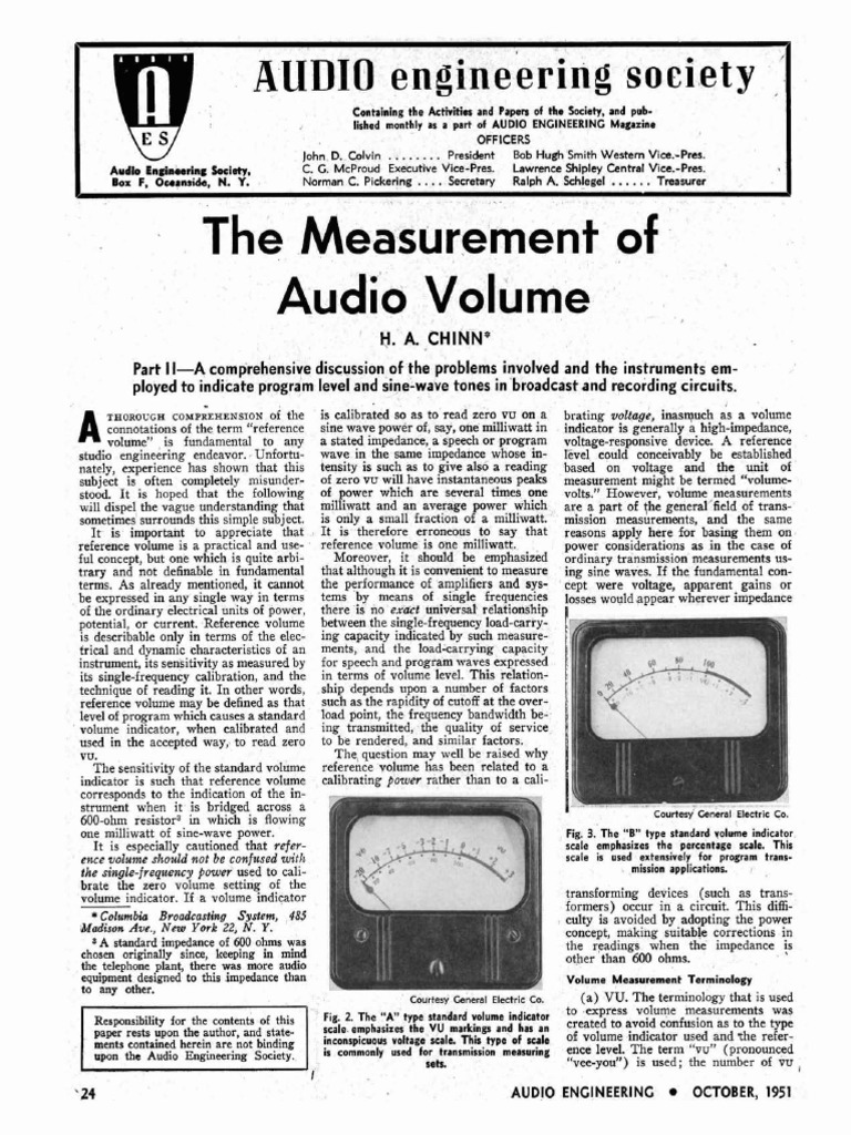 Audio: Measurement of Audio Volume | PDF | Decibel | Electrical Impedance