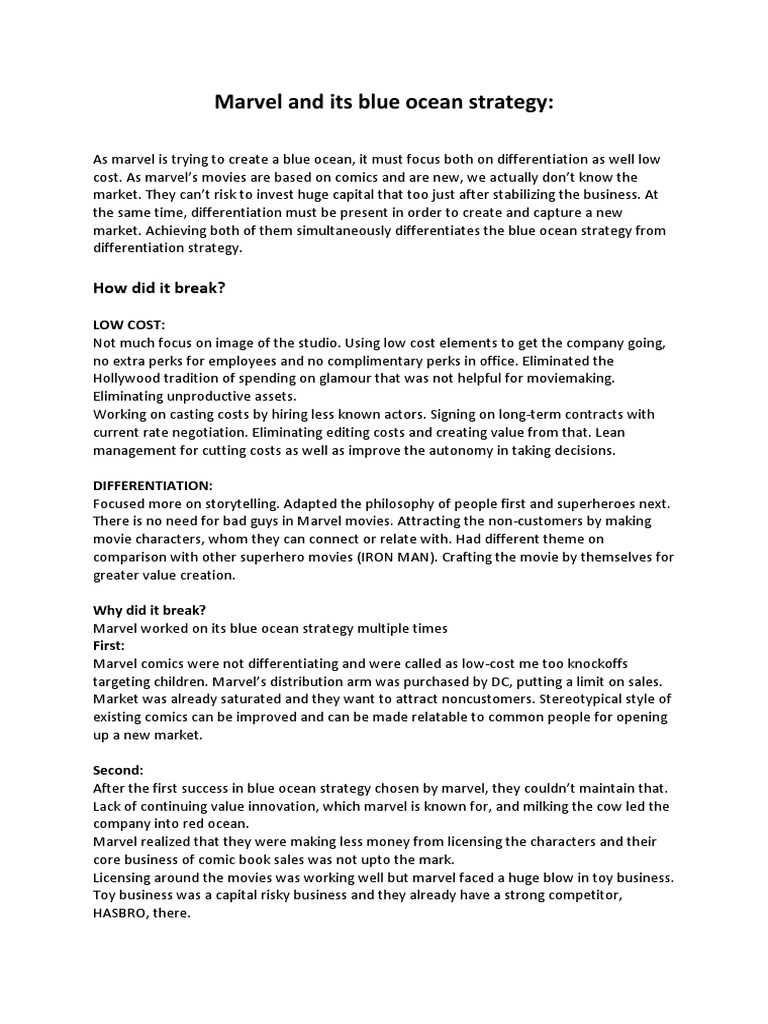 Marvel & Blue Ocean Strategy | PDF | Marvel Comics | Comic Book