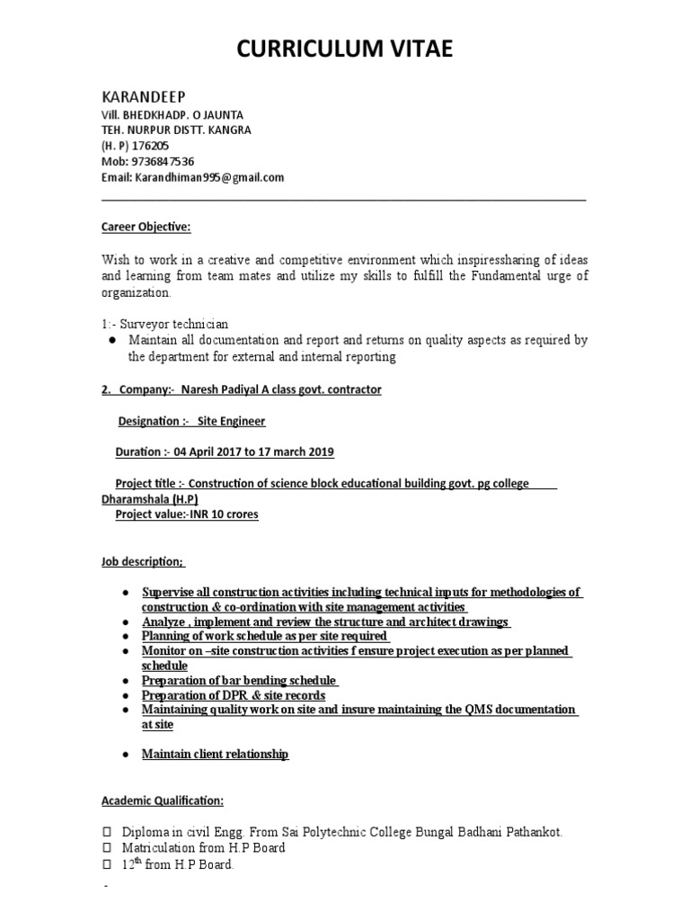 Curriculum Vitae: Karandeep | PDF | Behavior Modification | Learning