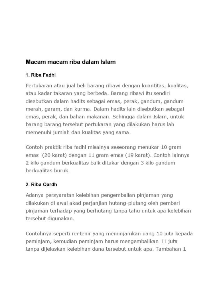 Jenis-jenis Riba dalam Islam | PDF