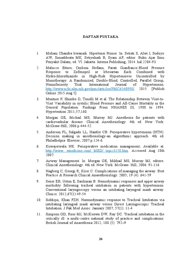 Dapus | PDF | Anesthesia | Hypertension