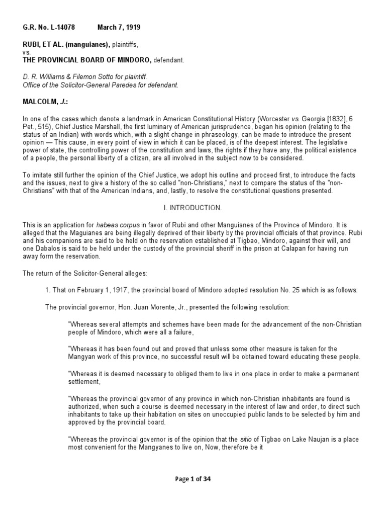 D. R. Williams & Filemon Sotto For Plaintiff. Office of The Solicitor ...