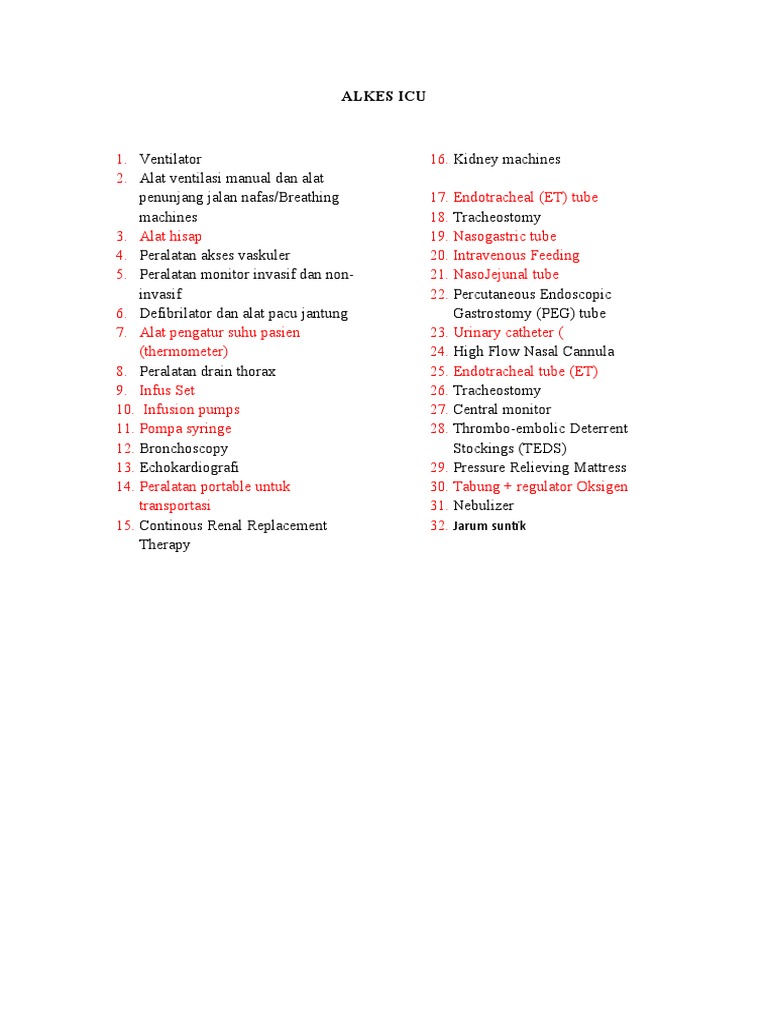 Essential ICU Equipment List | PDF