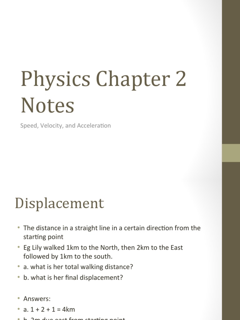 Physics Chapter 2 Notes: Speed, Velocity, and Acceleration | PDF