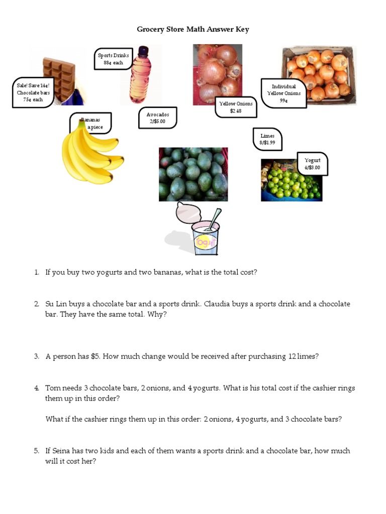 Grocery Store Math Worksheet | Download Free PDF | Chocolate | Foods