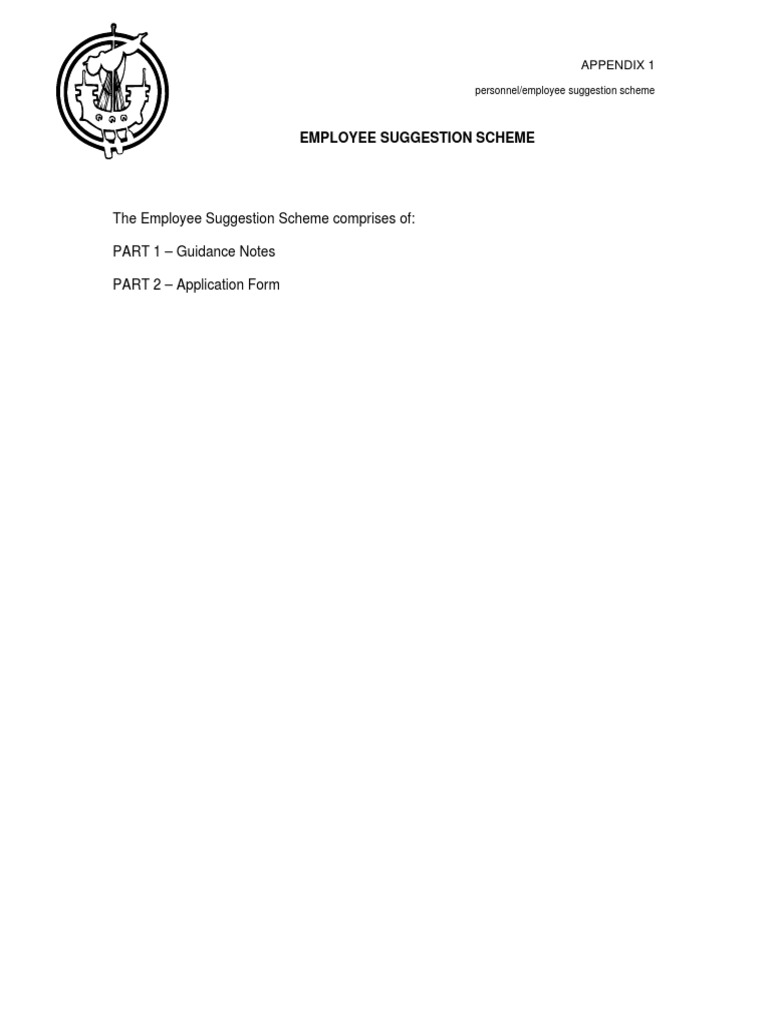 The Employee Suggestion Scheme Comprises Of: PART 1 - Guidance Notes ...