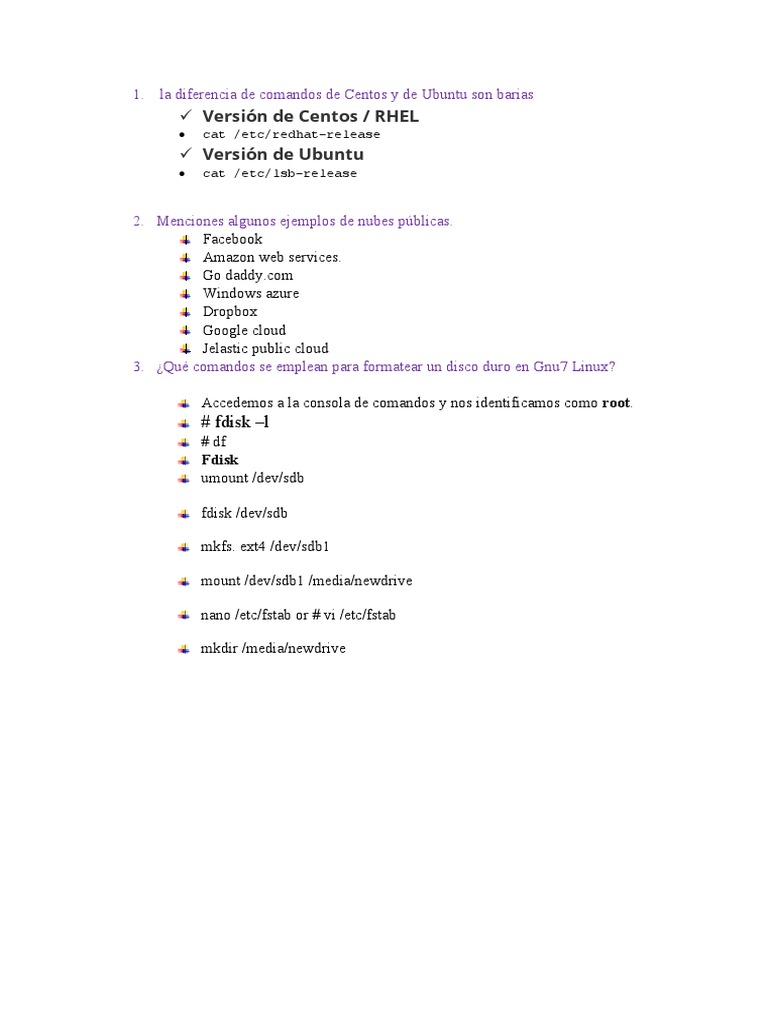 Comandos de CentOS vs Ubuntu y Formateo en Linux | PDF