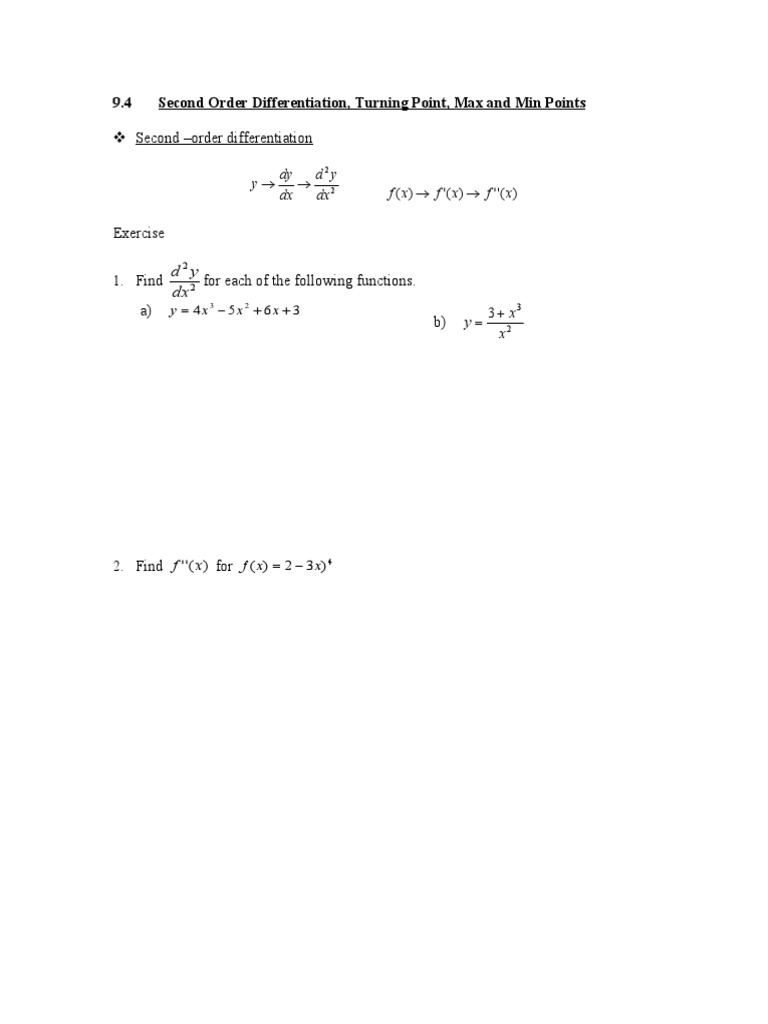 Second Order Differentiation | PDF