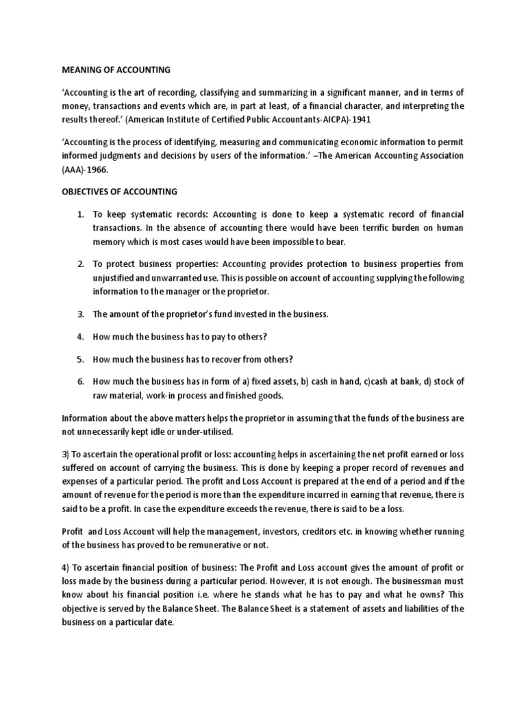 Handout Basic Accounting Concepts PDF | PDF | Valuation (Finance ...