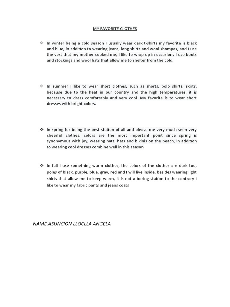 Seasonal Favorites in Clothing Choices | PDF
