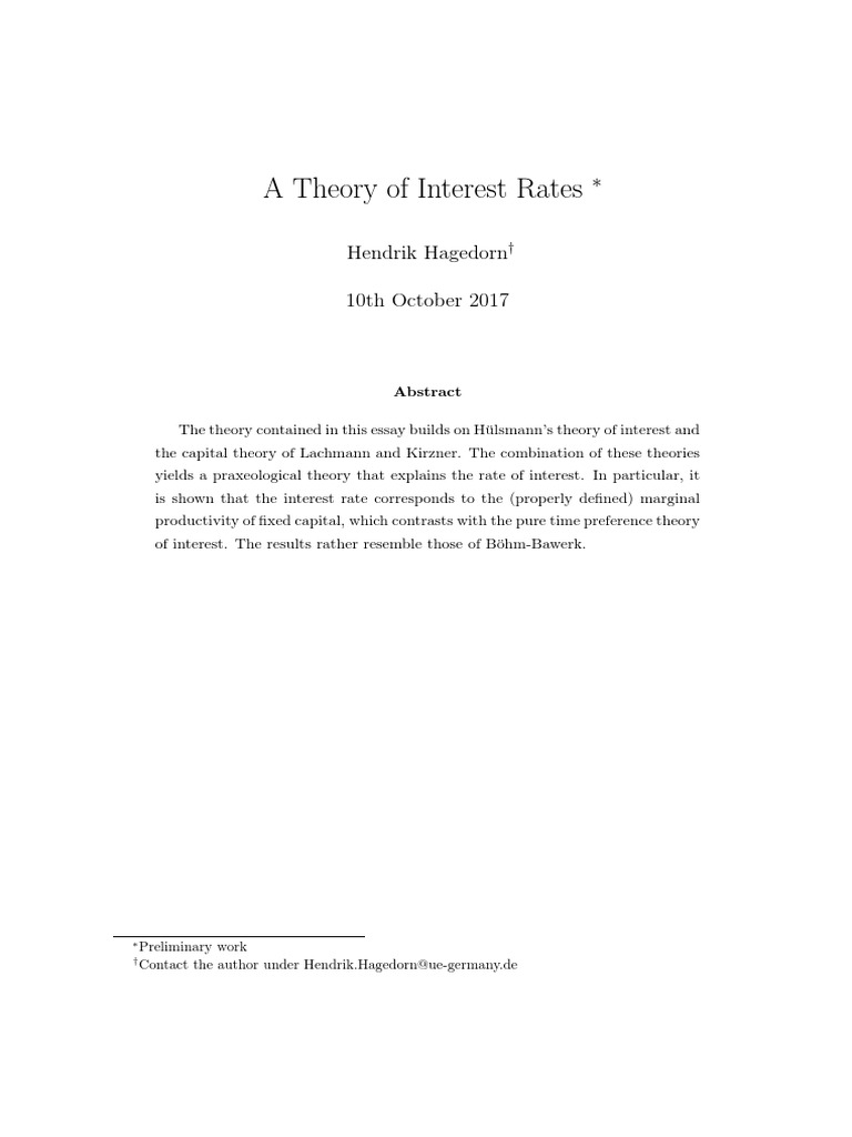 A Theory of Interest Rates-Positive Theory PDF | PDF | Austrian School ...