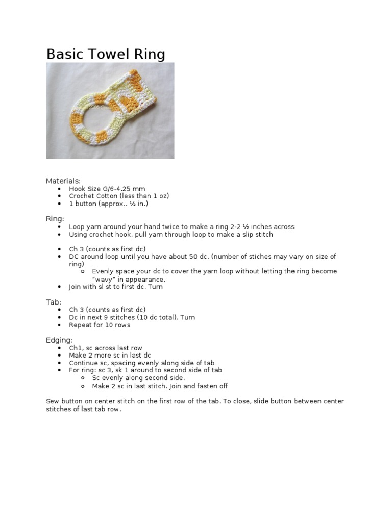 Basic Towel Ring Crochet Pattern | PDF