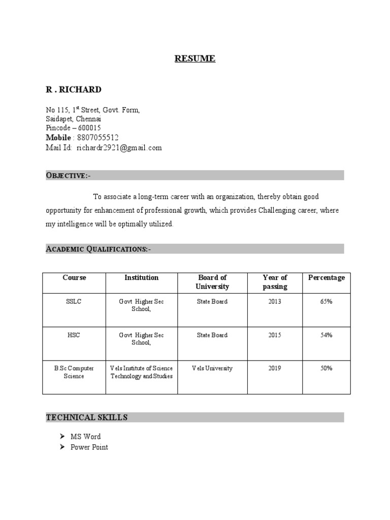 Richard's Professional Resume | PDF