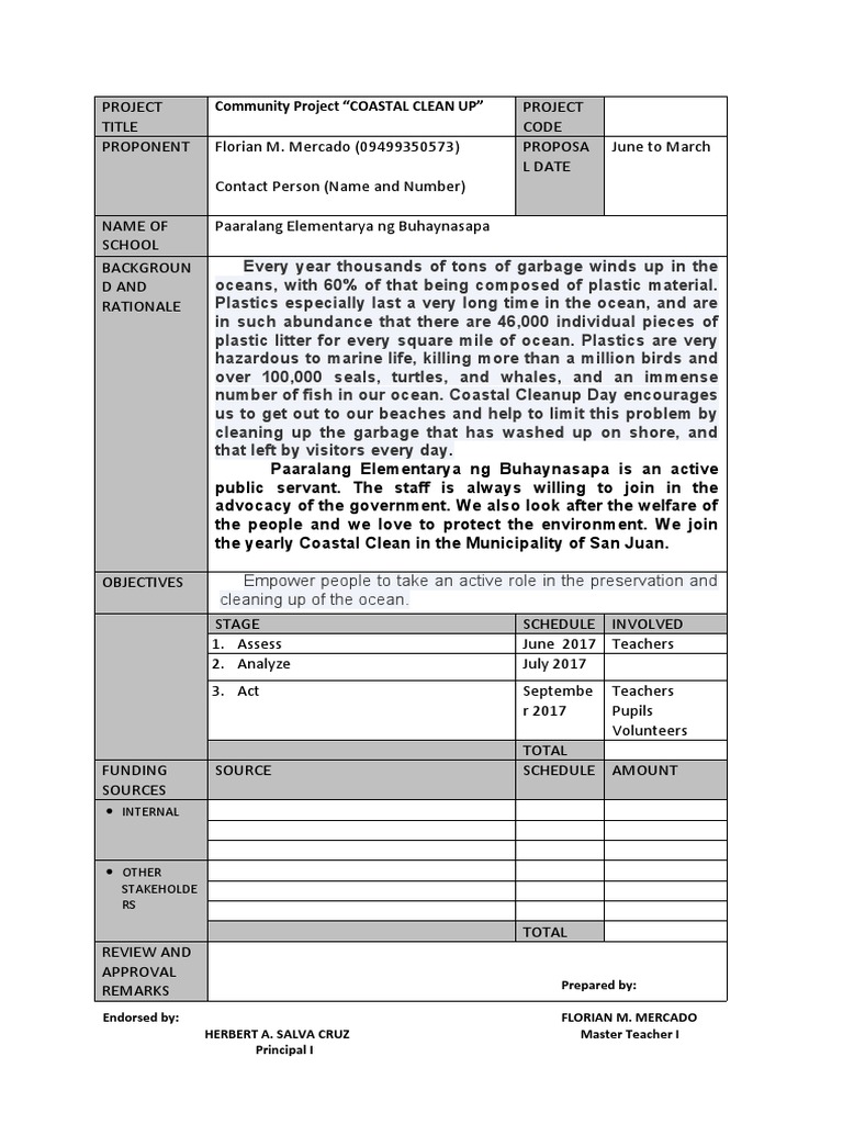 Project Proposal COASTAL CLEAN UP | PDF | Natural Environment | Nature