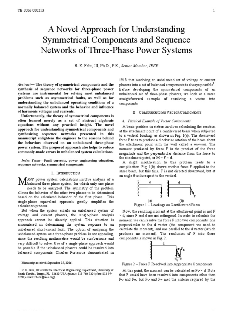 Novel Approach For Understanding Symmetrical Components | PDF | Electrical Impedance | Euclidean ...