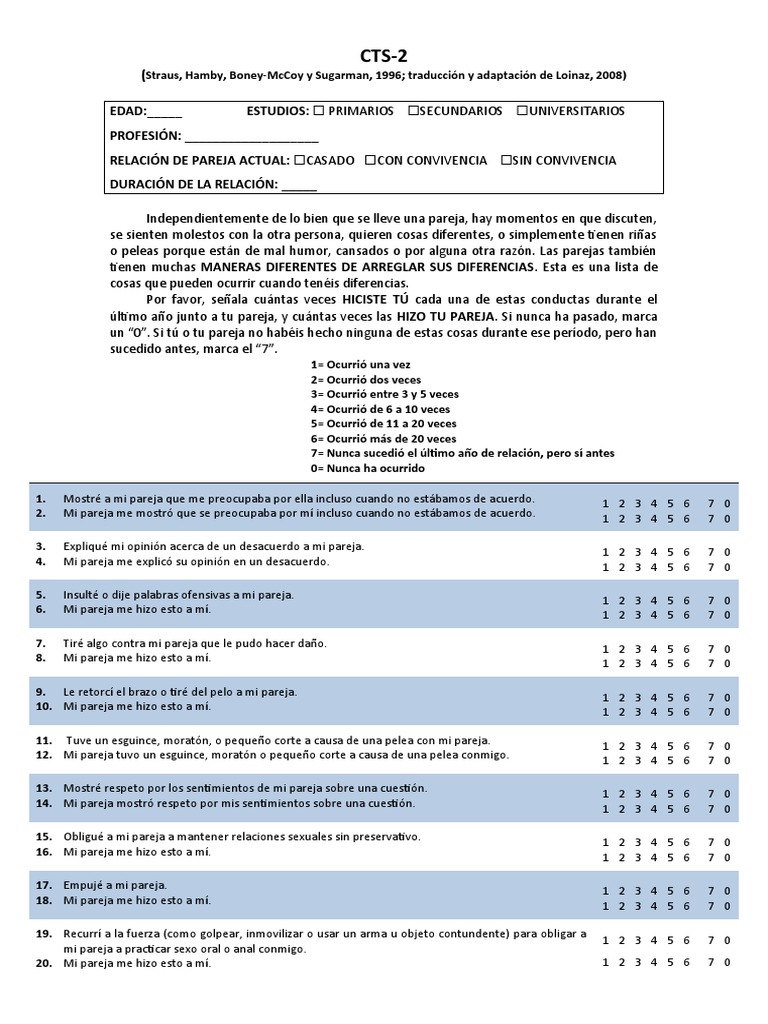CTS-2 Escala | PDF | Violencia | Agitación