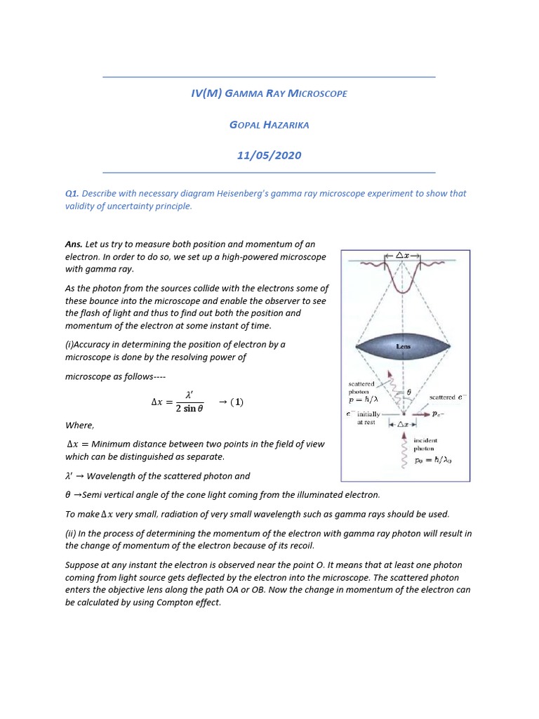 IV (M) QM Gamma Ray Microscope | PDF | Photon | Electron