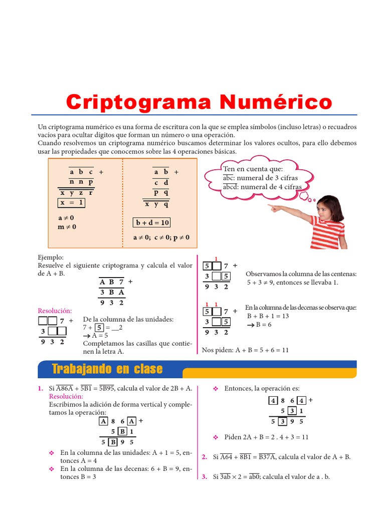 Resolución de criptogramas numéricos para determinar valores ocultos | PDF | Enseñanza de matemática