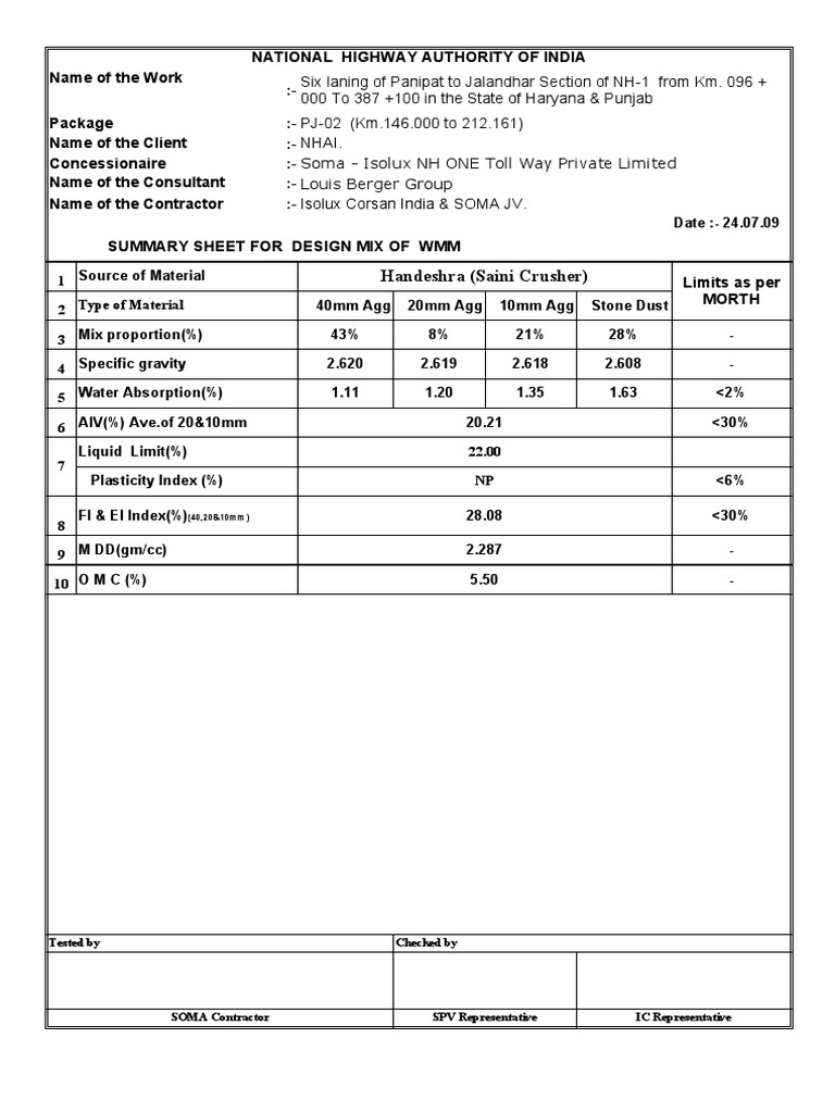 1 WMM Mix Design | PDF | Physical Quantities | Mass