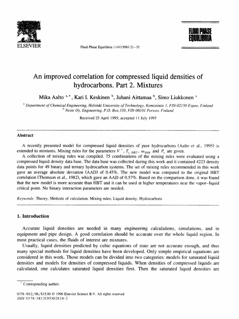 Loufllgria: An Improved Correlation For Compressed Liquid Densities of ...