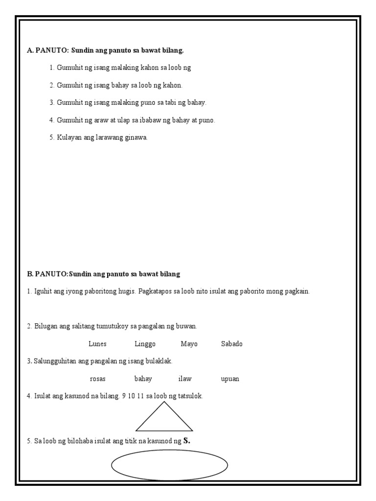 Pagsunod Sa Panuto 2 | PDF