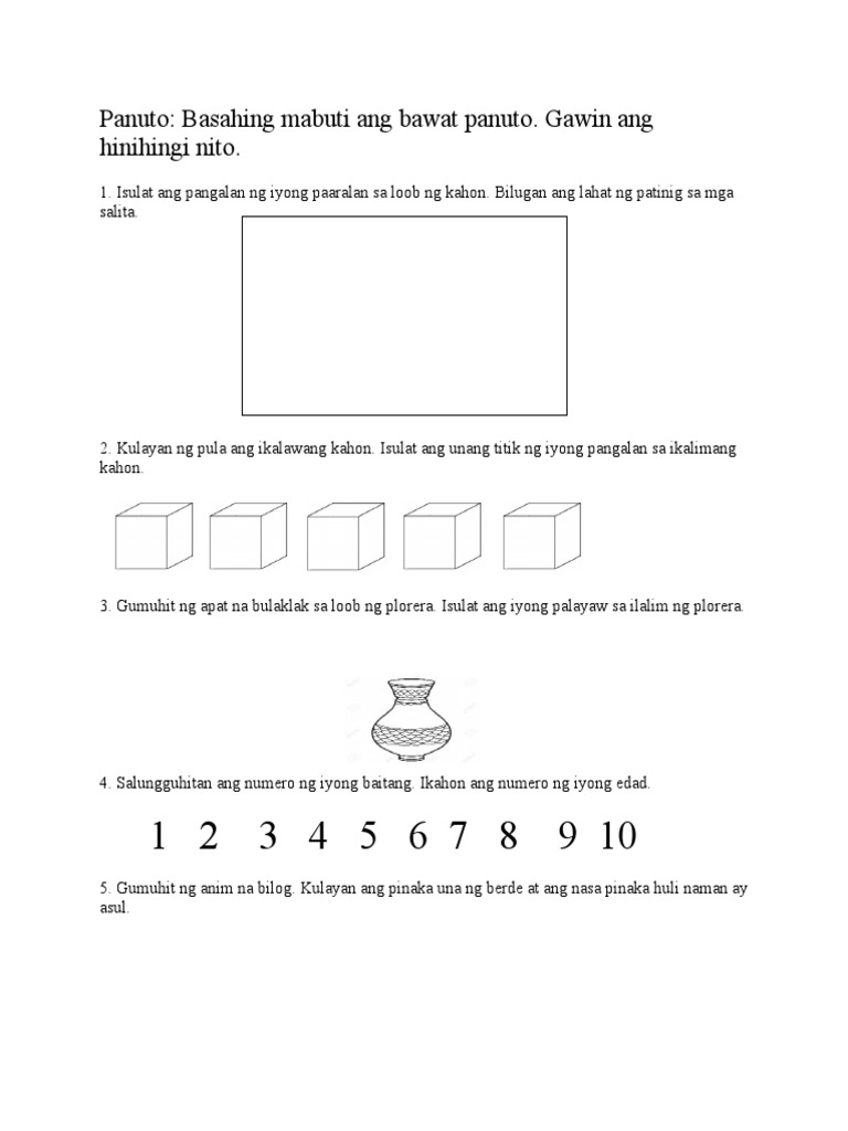 Pagsunod Sa Panuto 1 | PDF