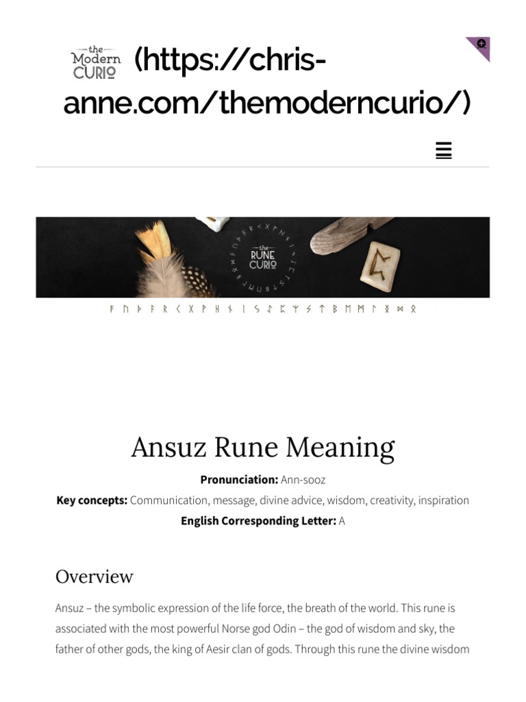 Ansuz Rune Meaning The Modern Curio | PDF | Æsir | Wisdom