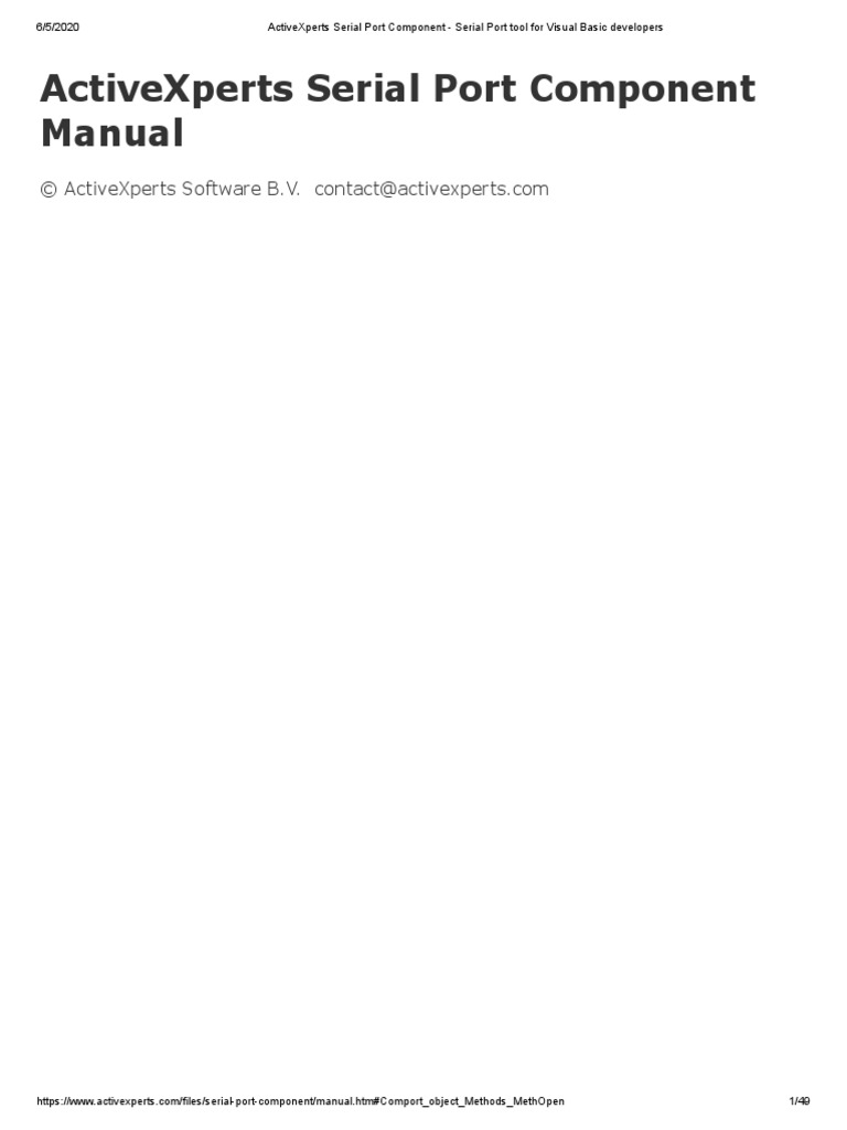 ActiveXperts Serial Port Component - Serial Port Tool For Visual Basic Developers | PDF ...