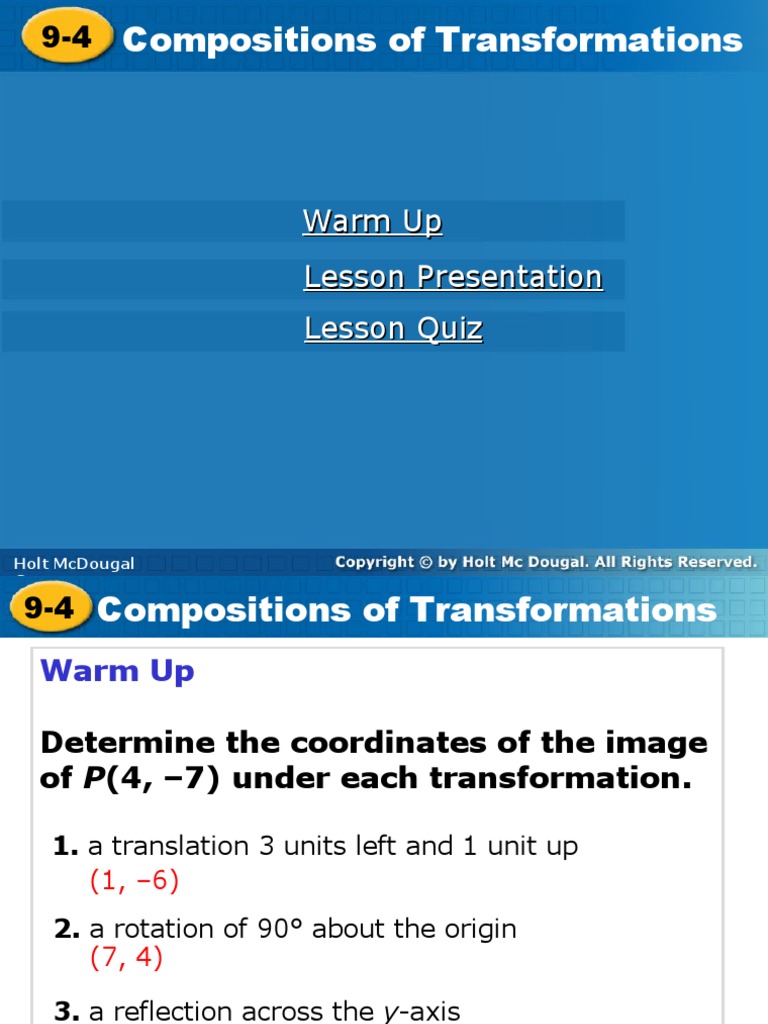 Warm Up Lesson Presentation Lesson Quiz: Holt Mcdougal Geometry Holt ...