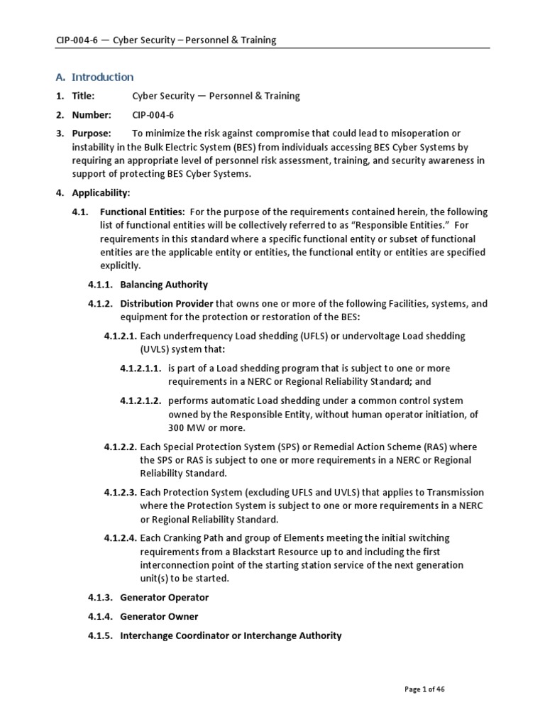 CIP-004-6-Cyber Security - Personnel & Training | PDF | Computer ...