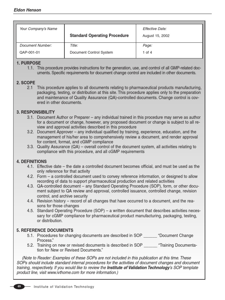 Document Control System SOP | PDF | Document | Quality Assurance