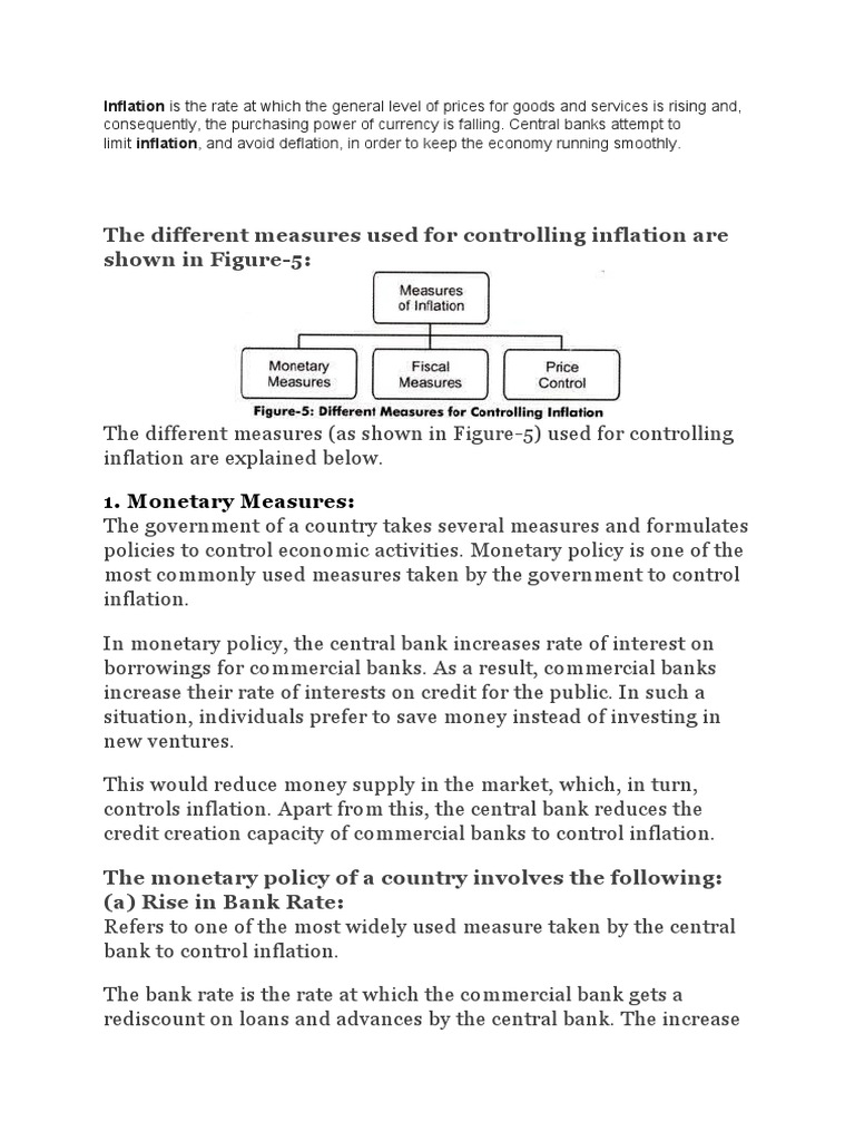 The Different Measures Used For Controlling Inflation Are Shown in ...