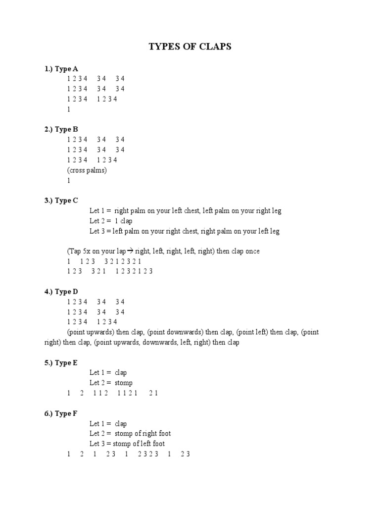 Types of Claps