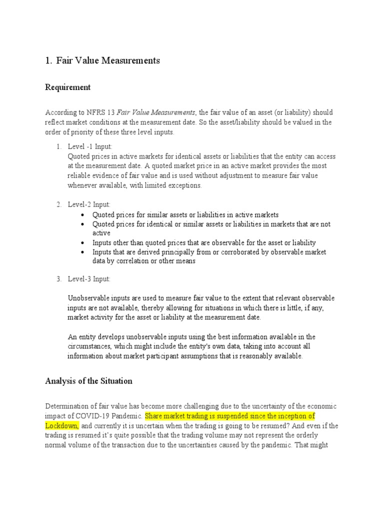 Fair Value Measurement | PDF | Fair Value | Economics