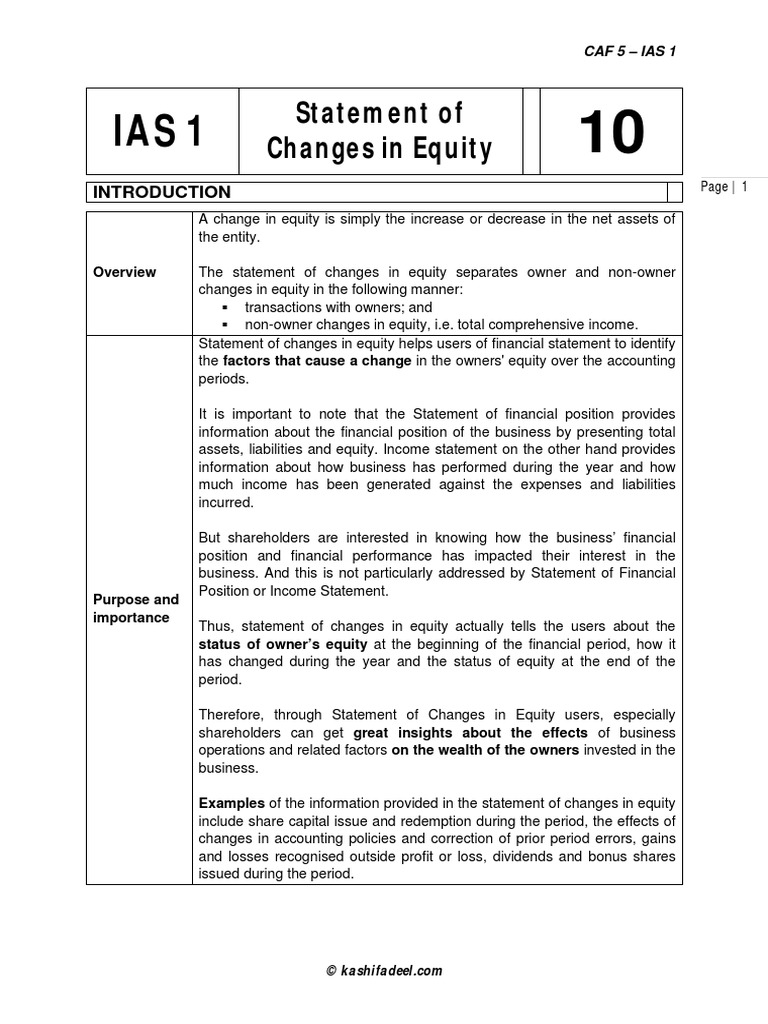 10 Statement of Changes in Equity | PDF | Retained Earnings | Dividend