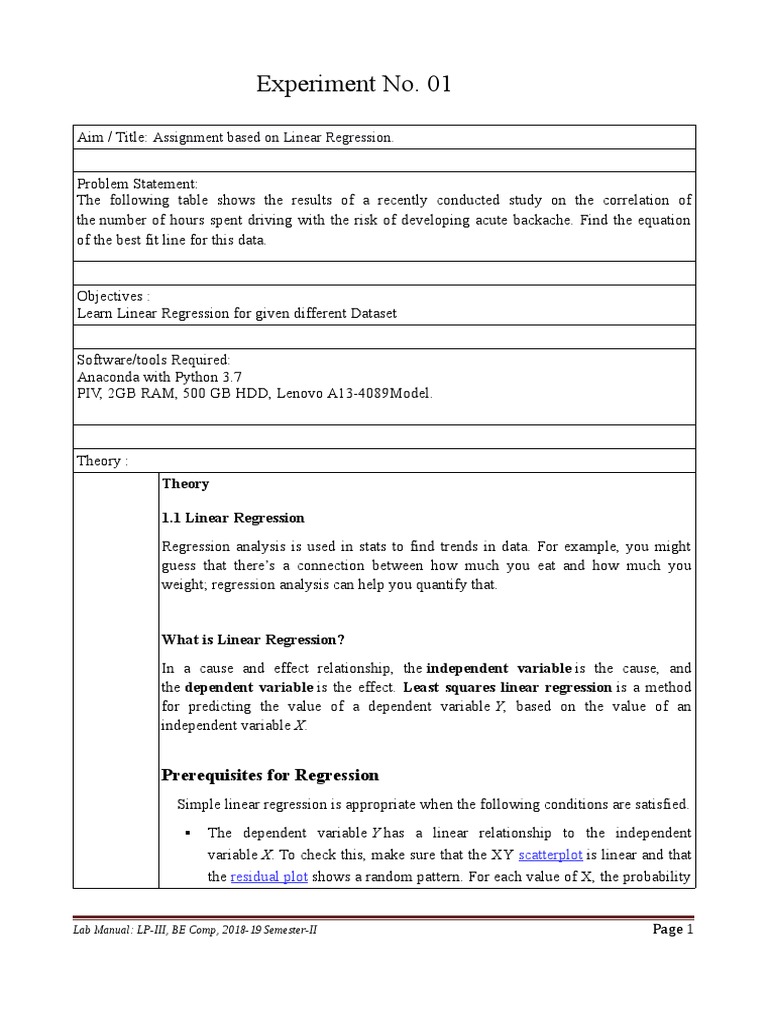 LP-III Lab Manual | PDF | Regression Analysis | Errors And Residuals