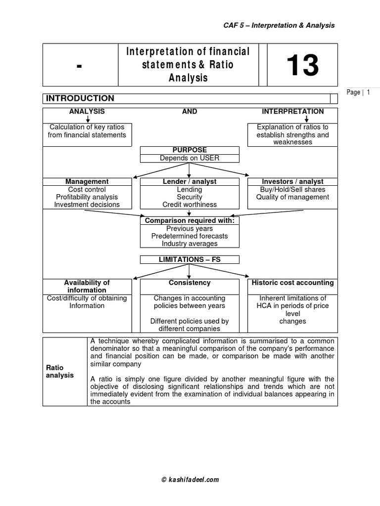 Interpretation of Financial Statements & Ratio Analysis | PDF | Balance ...