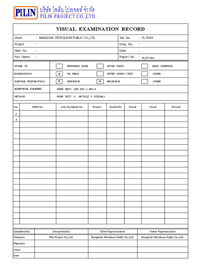 Pipe Visual Form | PDF