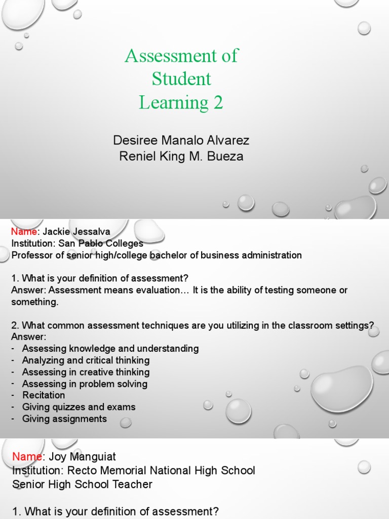 Assessment of Student Learning | PDF | Educational Assessment | Test ...