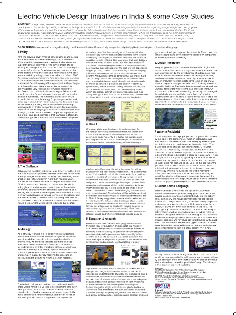 Electric Vehicle Design Initiatives in India & Some Case Studies | PDF ...