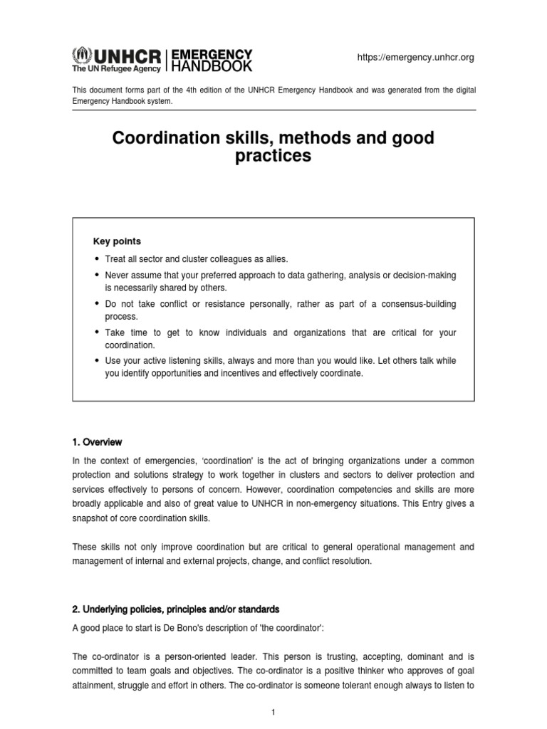 Coordination Skills, Methods and Good Practices: Key Points | Download ...