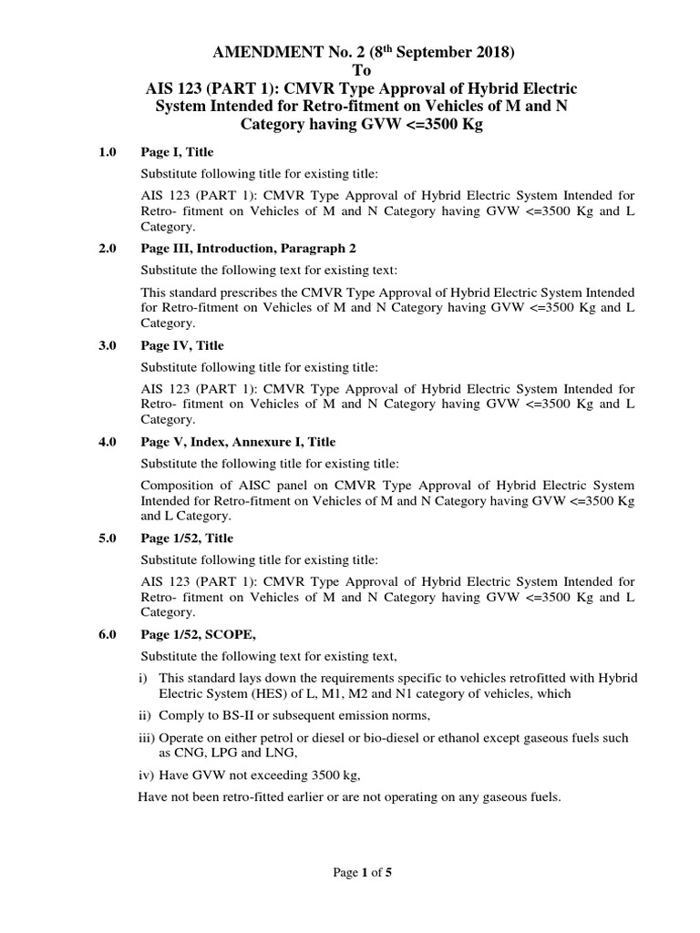 110201995706AM6 AIS-123 Part1 With Amd 1and2 | PDF | Electric Vehicle | Car